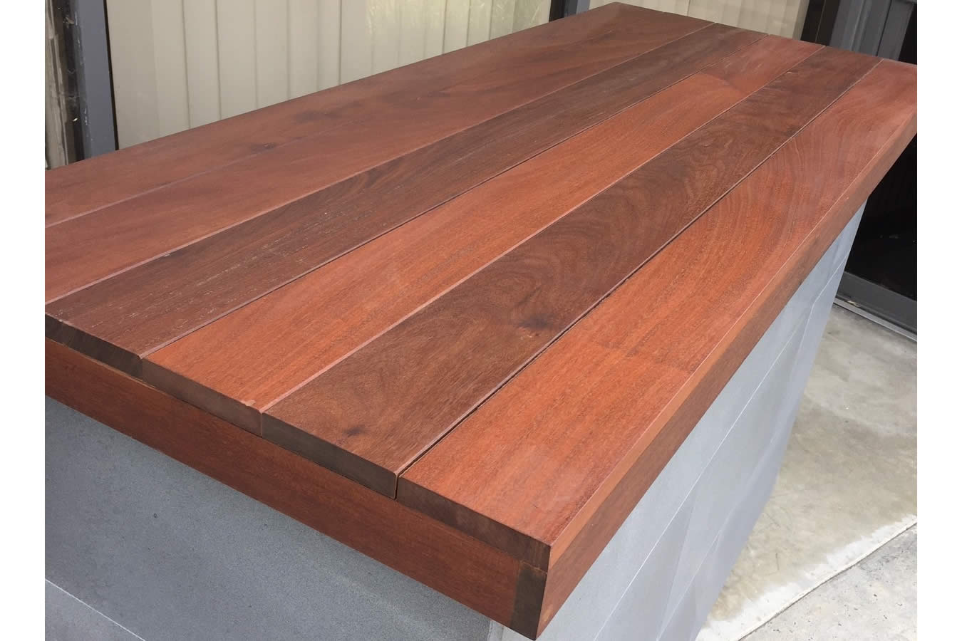 Basalt Grey Stone Honed or Ruff Concrete Side with IPE Solid Wood Top ...